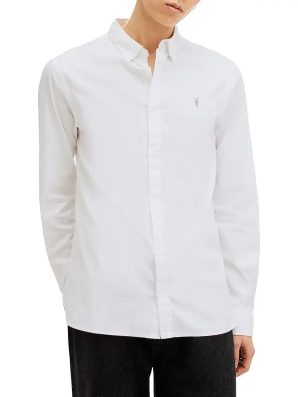 ALLSAINTS Hawthorne Solid Stretch Cotton Button-up Shirt - White