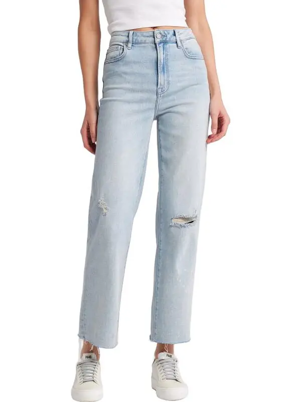 HIDDEN JEANS Bleach Splatter Ripped Straight-leg Jeans - Light Wash