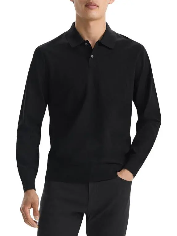Theory Goris Long Sleeve Polo - Blk