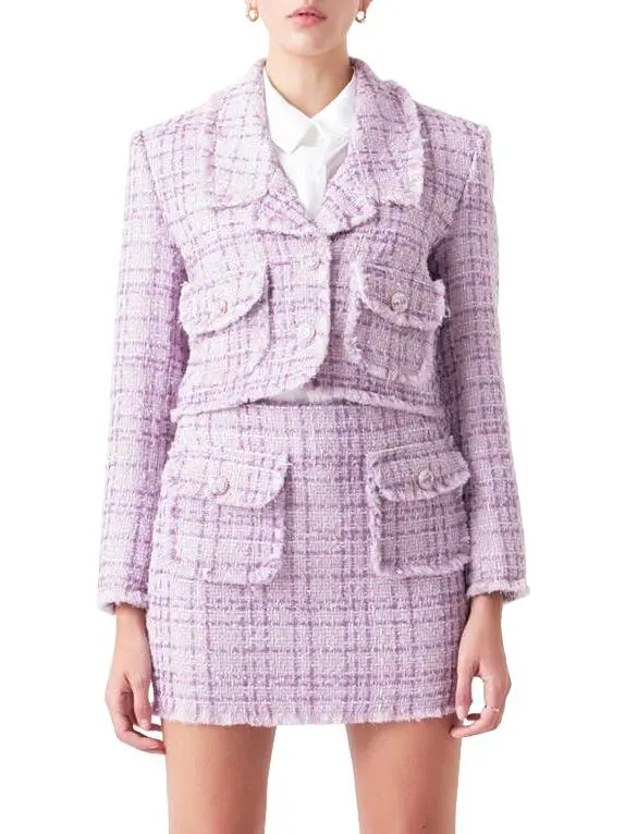 Endless Rose Tonal Bouclé Tweed Blazer - Purple
