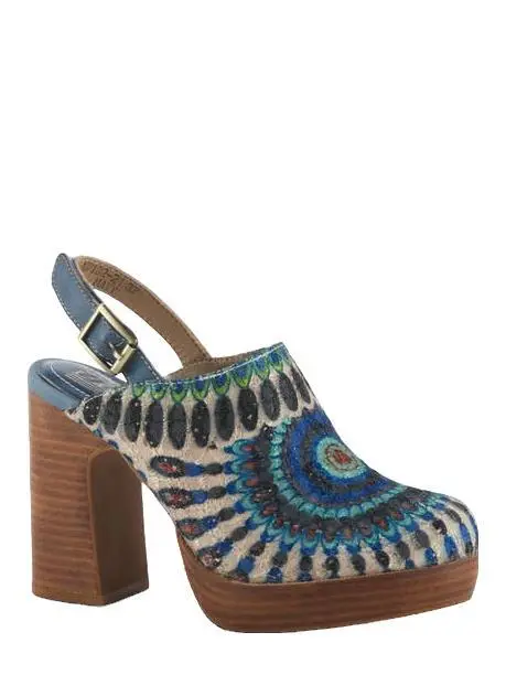 SPRING STEP SHOES Zipi Platform Clogs - Blue Multi