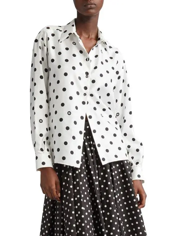 Dolce & Gabbana Polka Dot Silk Shirt - Bianco