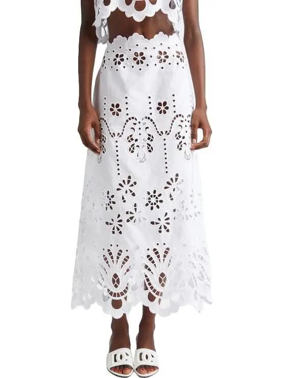 Dolce & Gabbana Cutwork Embroidery A-line Skirt - Bianco Ottico
