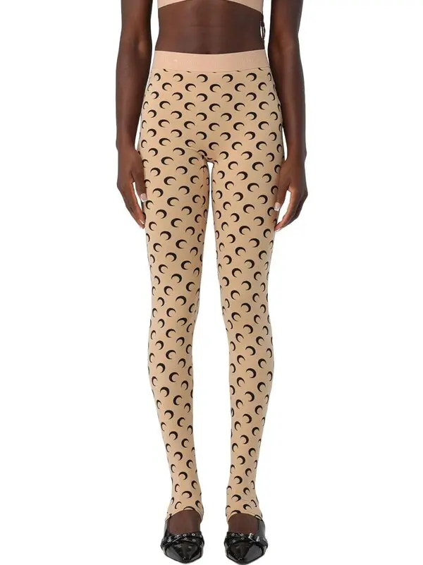 MARINE SERRE Printed Leggings - Beige