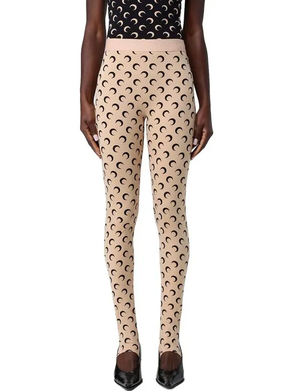 MARINE SERRE Printed Leggings - Beige