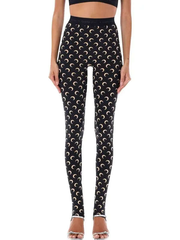 MARINE SERRE Printed Leggings - Black