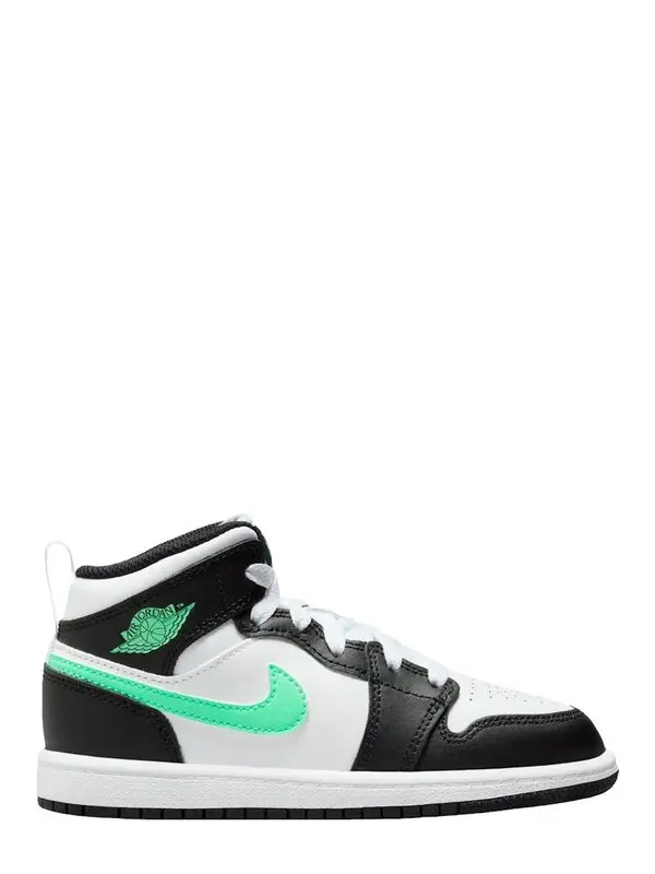 JORDAN 1 Mid Sneakers - White/black/green Glow