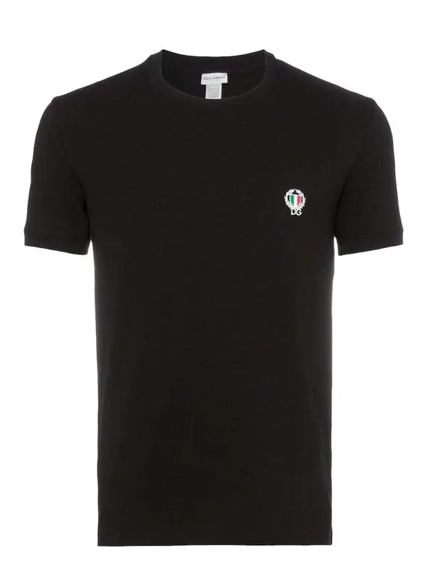 Dolce & Gabbana Logo Small Patch Cotton T-shirt - Black