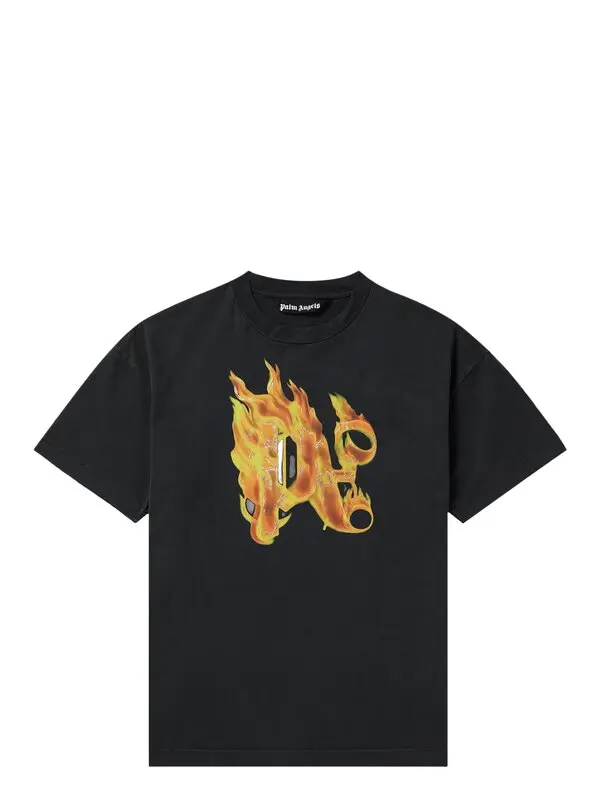 Palm Angels Burning Monogram T-shirt /gold - Black