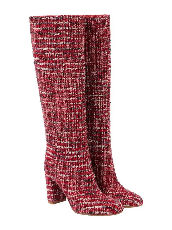 GIANVITO ROSSI Bouclé Knee-high Boots - Red