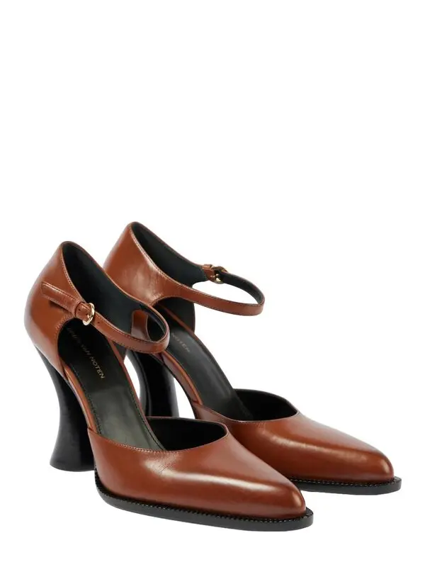 Dries Van Noten Leather Mary Jane Pumps - Beige