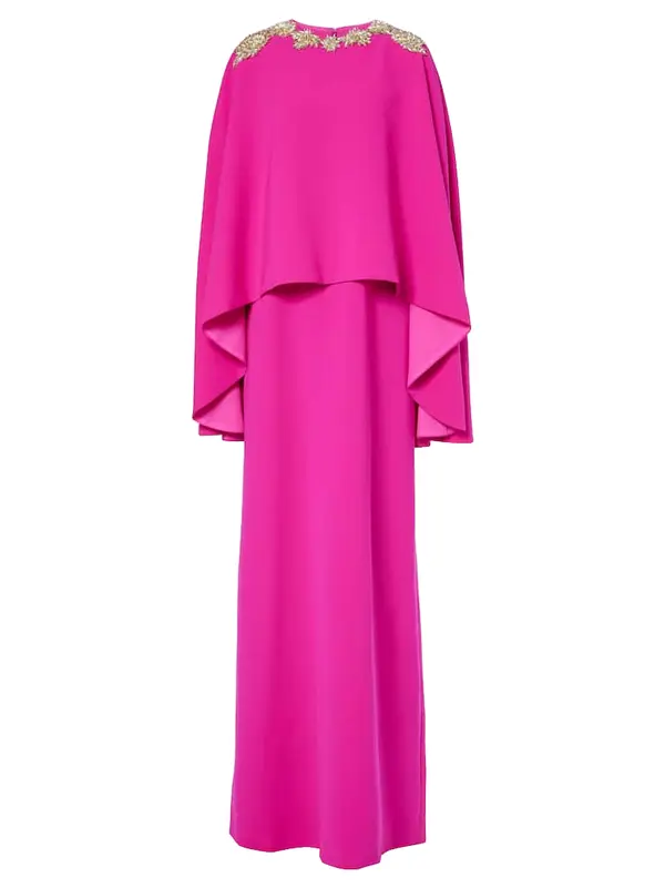 Costarellos Elin Embellished Caped Gown - Pink