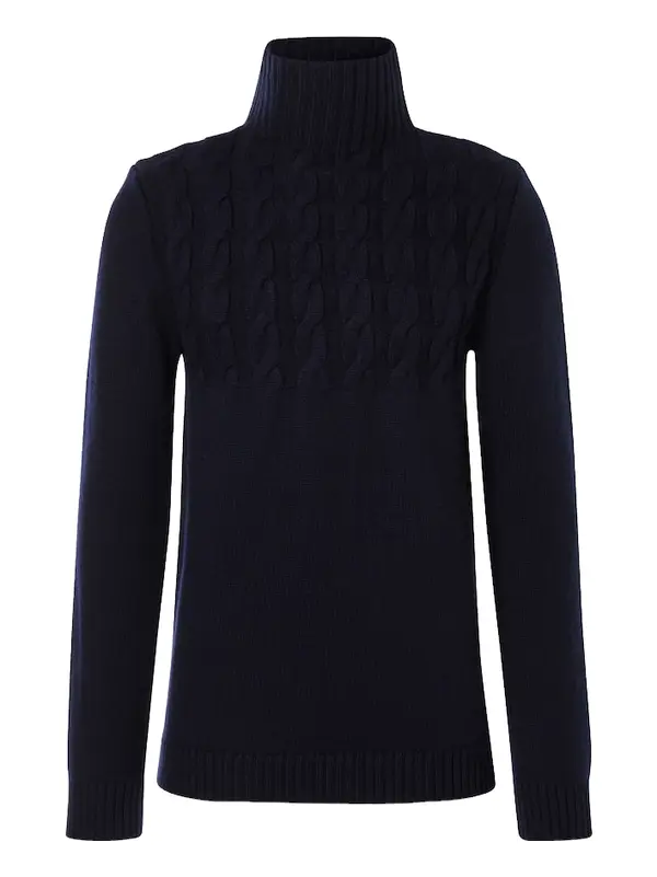 MAISON MARGIELA Cable-knit Wool Turtleneck Sweater - Blue