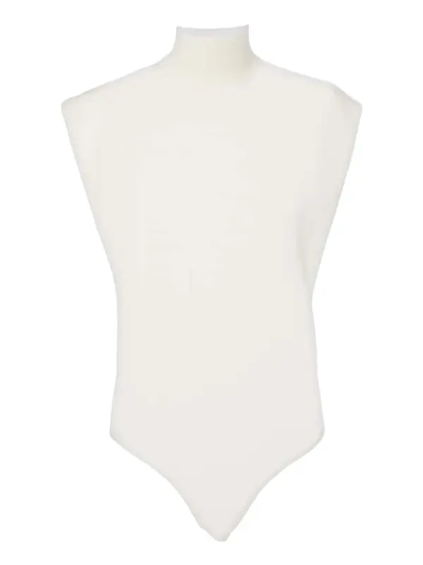 Alaïa Turtleneck Wool Bodysuit - White