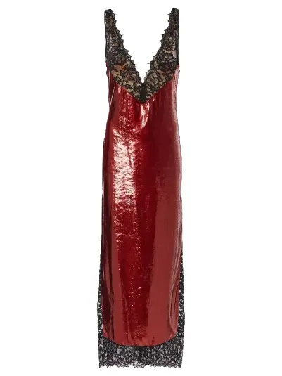 THE NEW ARRIVALS ILKYAZ OZEL Lace-trimmed Sequined Gown - Red