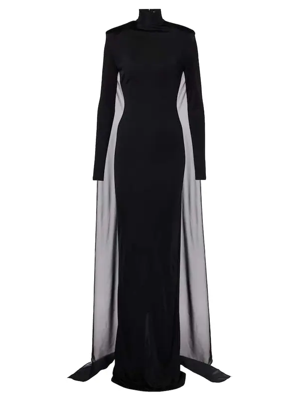 THE NEW ARRIVALS ILKYAZ OZEL Xanthe Jersey Tulle Gown - Black