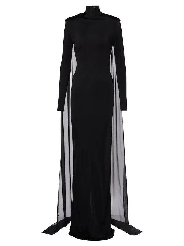 THE NEW ARRIVALS ILKYAZ OZEL Xanthe Jersey Tulle Gown - Black