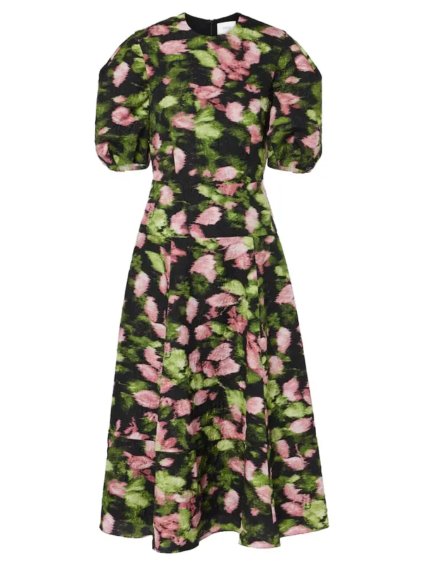 Erdem Floral Matelassé Midi Dress - Multicoloured