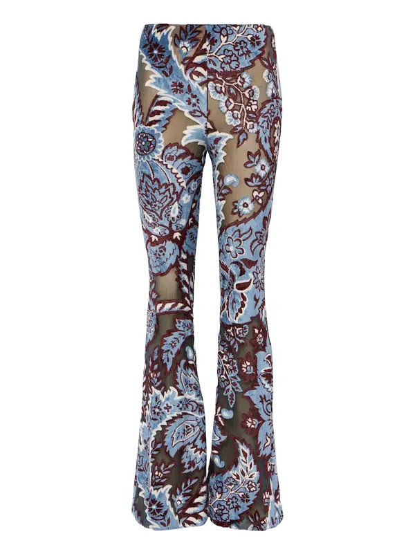 Etro Floral Velvet Jacquard Flared Pants - Multicoloured