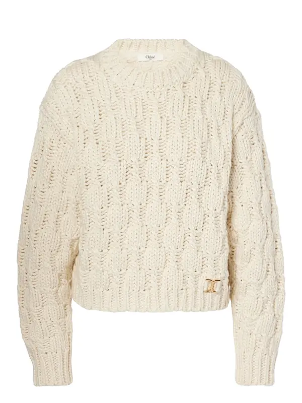 Chloé Wool, Silk, And Cashmere Sweater - White