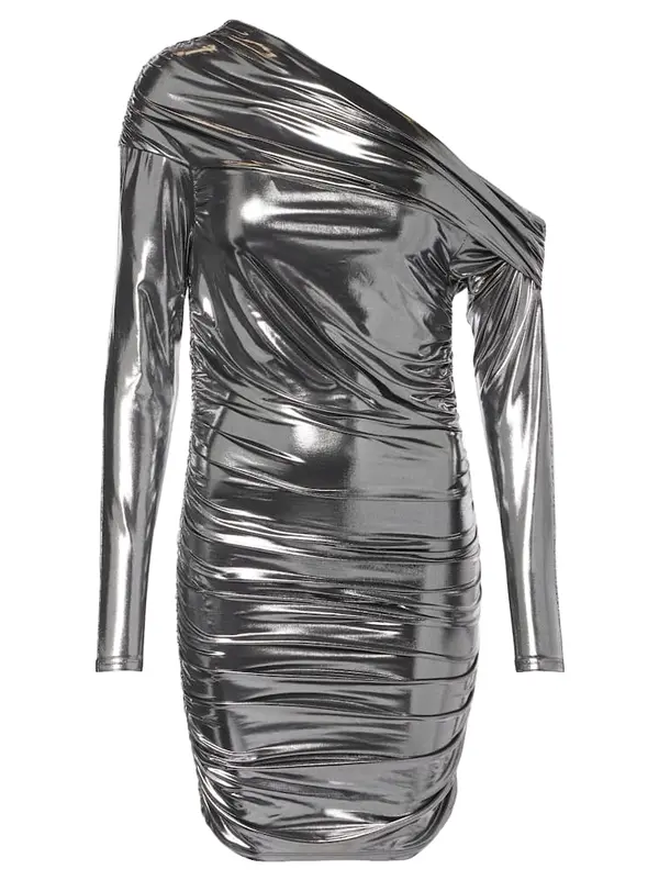 THE SEI One-shoulder Mini Dress - Silver