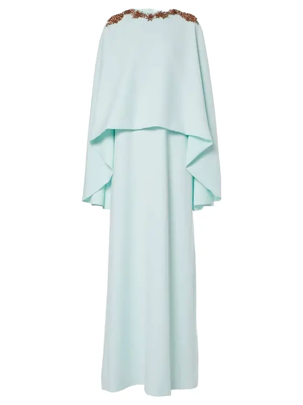 Costarellos Elin Embellished Caped Gown - Blue