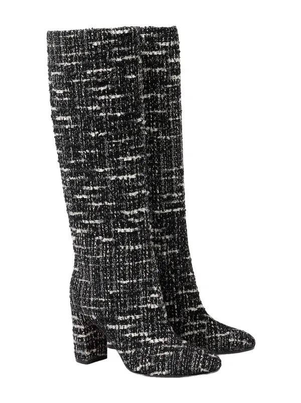 GIANVITO ROSSI Bouclé Knee-high Boots - Black
