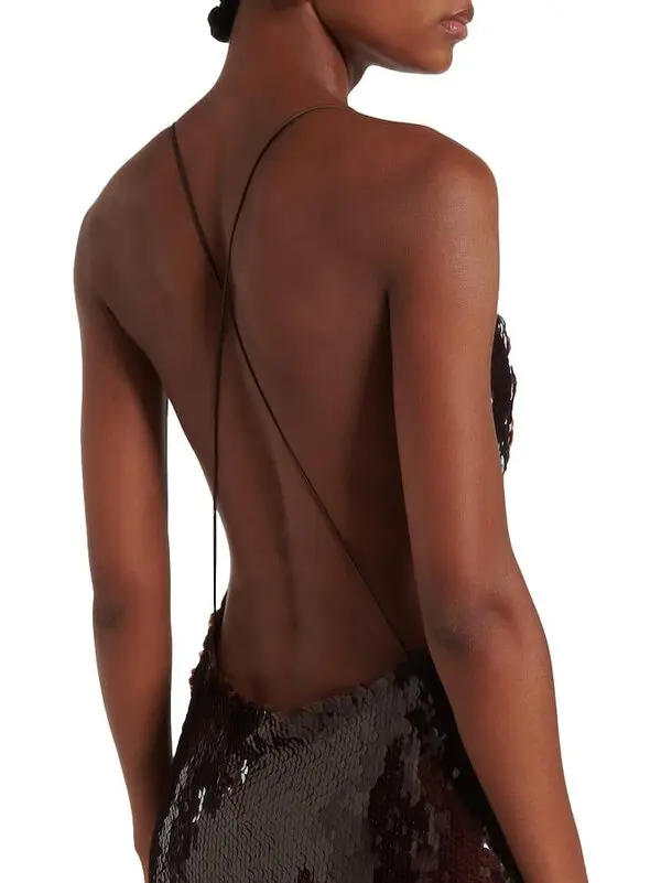 Magda Butrym Sequined Draped Gown - Brown