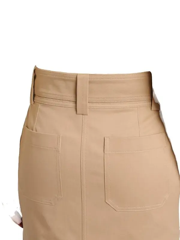 Chloé Saharienne Cotton Gabardine Cargo Skirt - Beige
