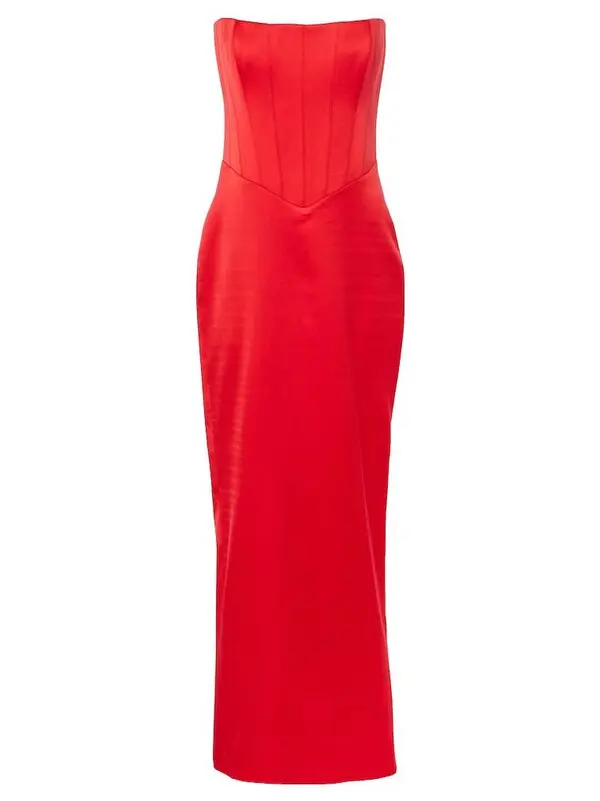 THE NEW ARRIVALS ILKYAZ OZEL Ambra Bustier Gown - Red