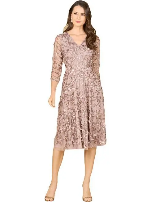 LARA NEW YORK Beaded Midi Dress - Darktaupe