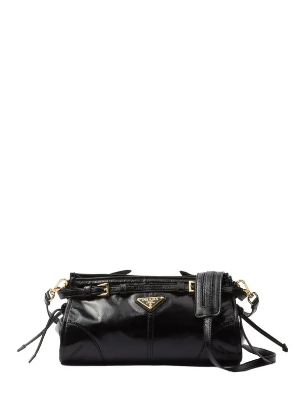 Prada Small Leather Shoulder Bag - Black