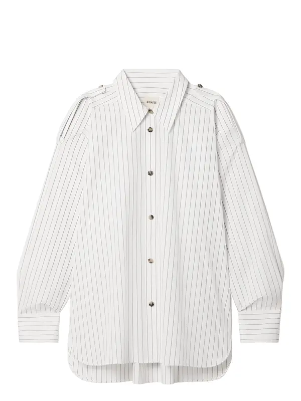 Khaite Tamal Oversized Striped Cotton-poplin Shirt - White