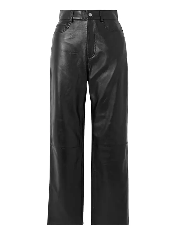 Nour Hammour Billy Paneled Leather Pants - Black