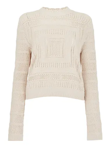 Whistles Scalloped-neck Crochet Jumper - Cream