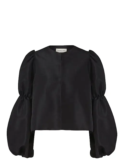 MALINA Zoey Balloon-sleeve Satin Blouse - Black
