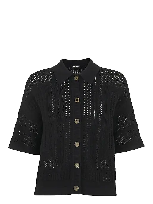 Whistles Button-down Crochet Shirt - Black