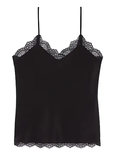 The Kooples Lace-embroidered Silk Camisole - Black