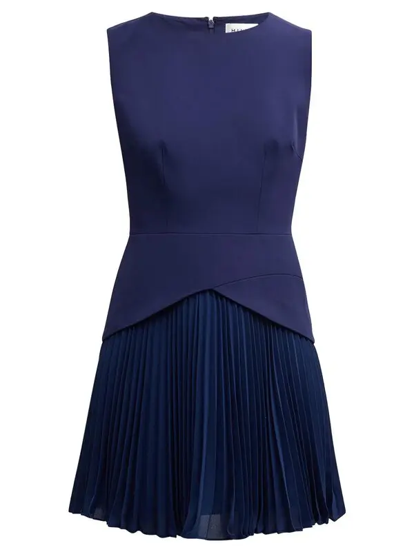 MILLY Haddy Pleated Mini Dress - Navy