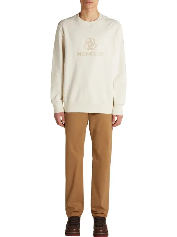 Moncler Cosston Cotton & Cashmere Logo Sweatshirt - Cloudy White