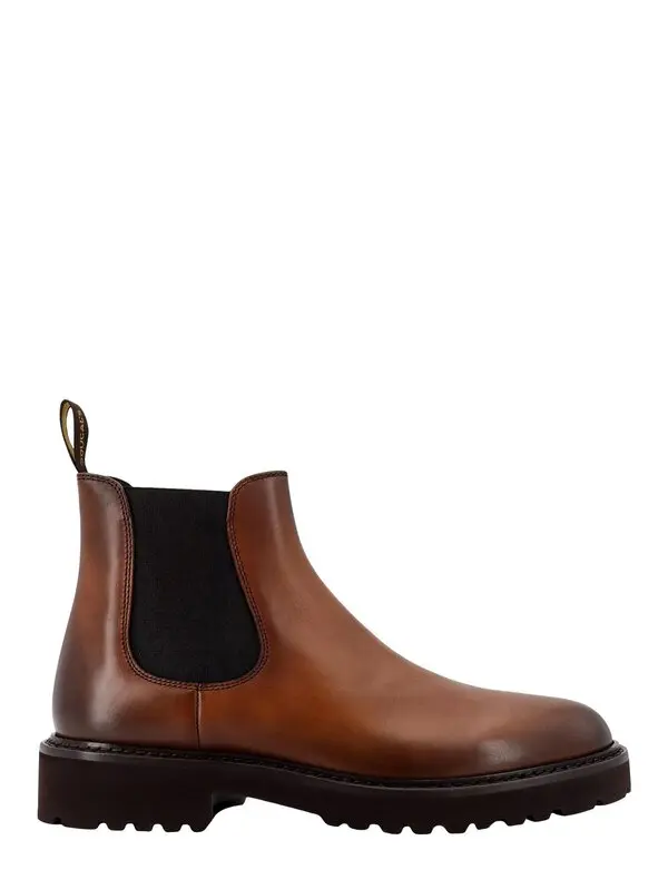 DOUCAL'S Leather Chelsea Boots With Rubber Sole - Brown
