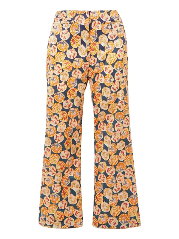 Saloni Capri Flute Printed Pants - Orange