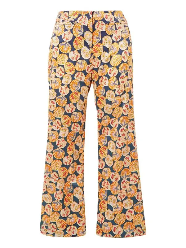 Saloni Capri Flute Printed Pants - Orange