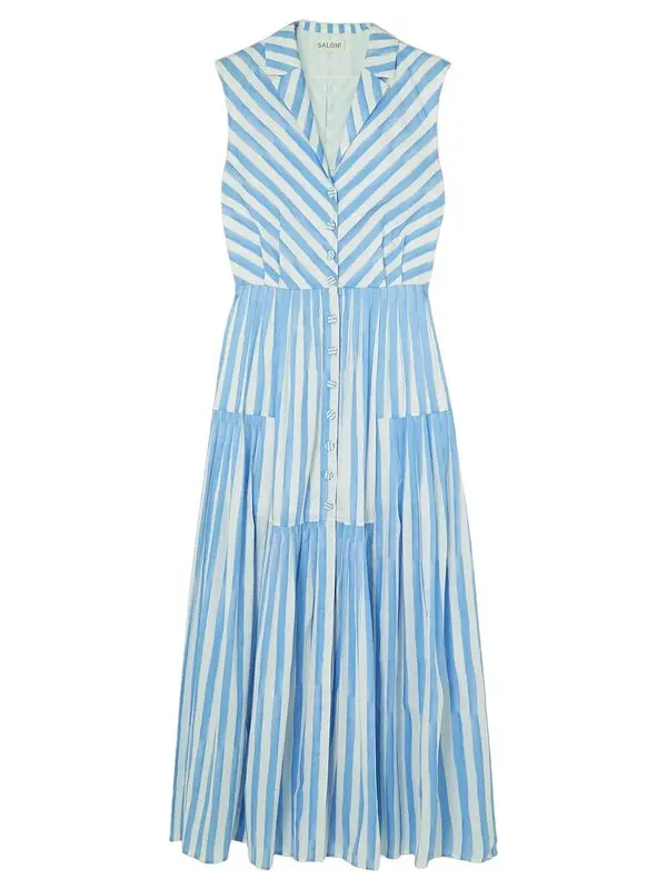 Saloni Arya Striped Cotton-poplin Midi Dress - White