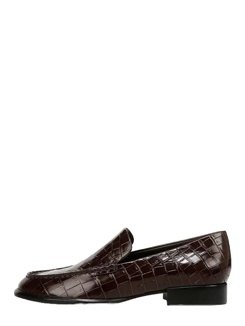 Vince Naomi Croc-embossed Leather Loafer - Brown