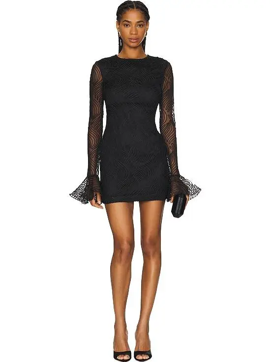 ROTATE BY BIRGER CHRISTENSEN Shiny Mini Flounce Dress - Black