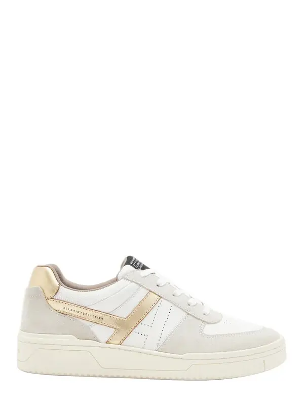 ALLSAINTS Vix Low Top Suede Sneakers - White / Gold