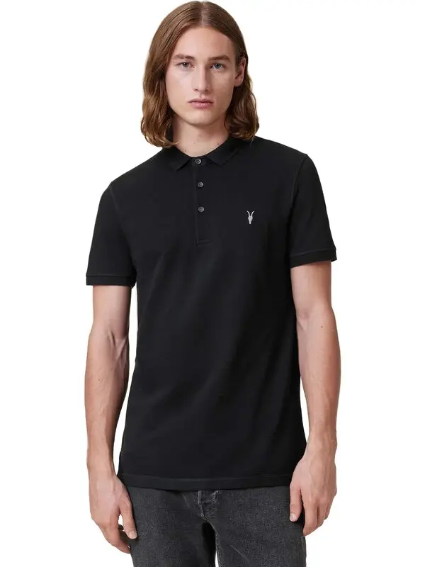 ALLSAINTS Pique Short Sleeve Polo Shirt - Blue