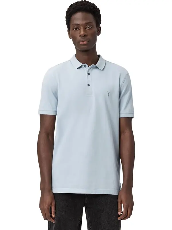 ALLSAINTS Pique Short Sleeve Polo Shirt - Misty Blue