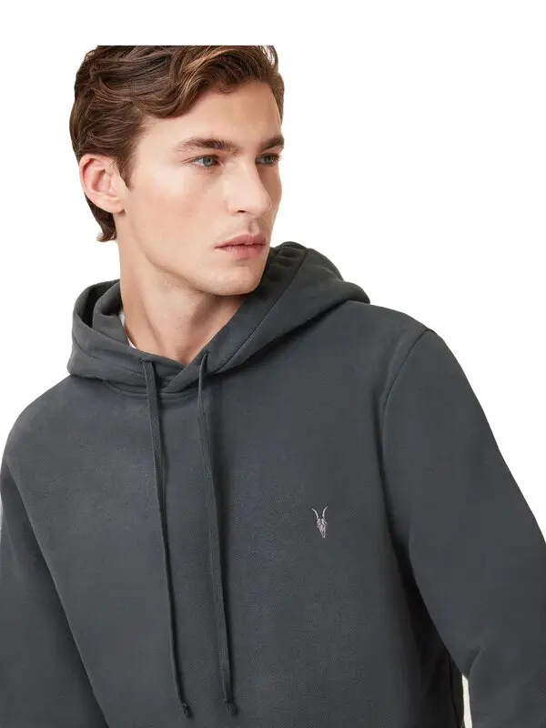 ALLSAINTS Raven Pullover Ramskull Hoodie - Grey